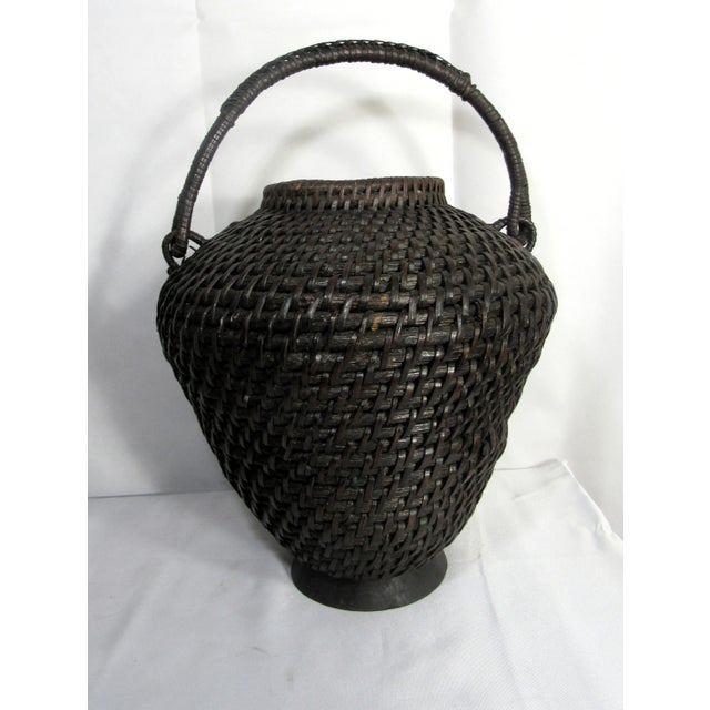 Vintage Large Urn Shaped Rattan Basket | Chairish