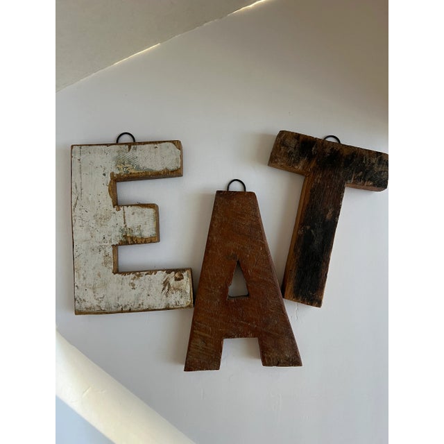 Vintage Wood Letters Sign "Eat" - 3 Pieces | Chairish