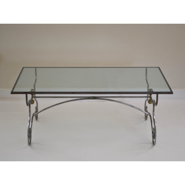 1980s Postmodern Steel and Brass Coffee Table | Chairish