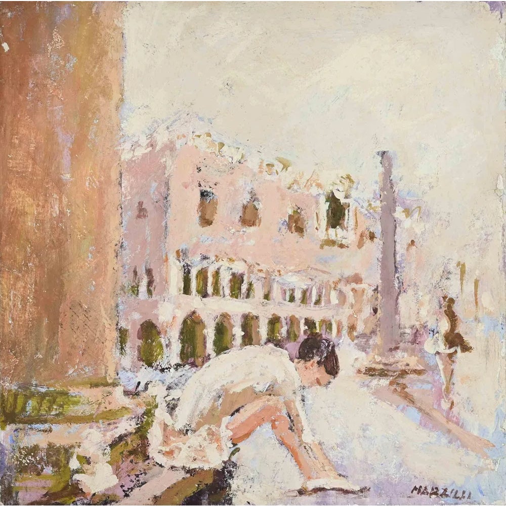 Franco Marzilli, Ballerina in Venice, Oil Painting, 1970s | Chairish