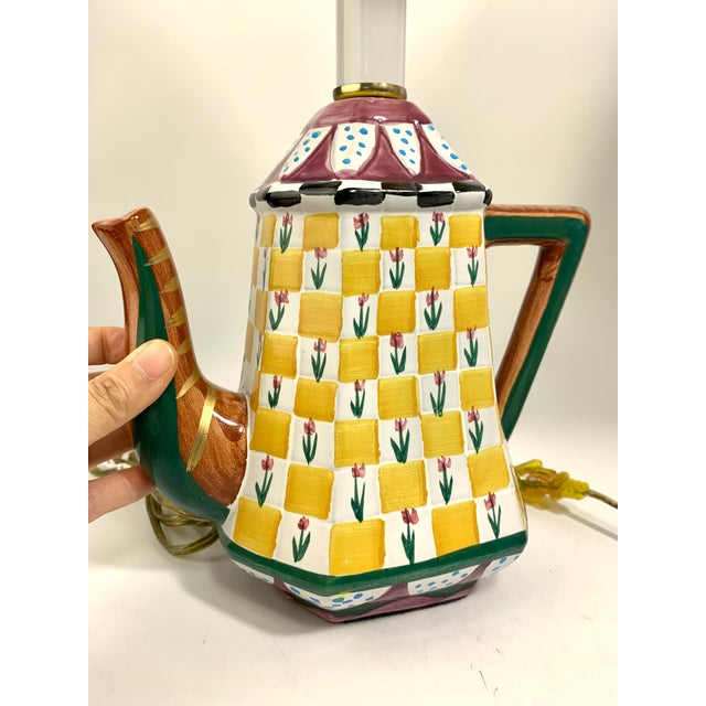 Vintage Mackenzie Childs Style Colorful Checkered Ceramic English ...