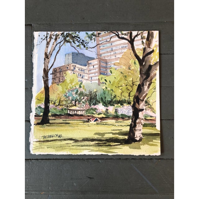 Original Vintage William Welch (Listed) Central Park Ny Watercolor ...