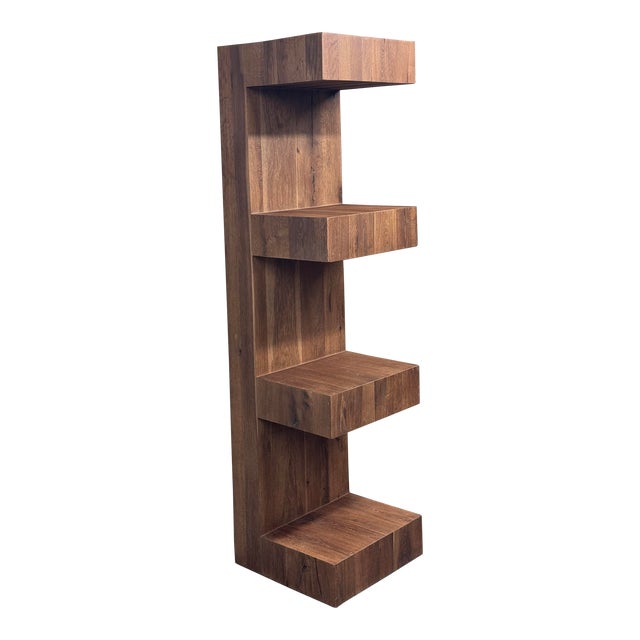 Custom Contemporary Chunky Wood Open Shelving Unit | Chairish