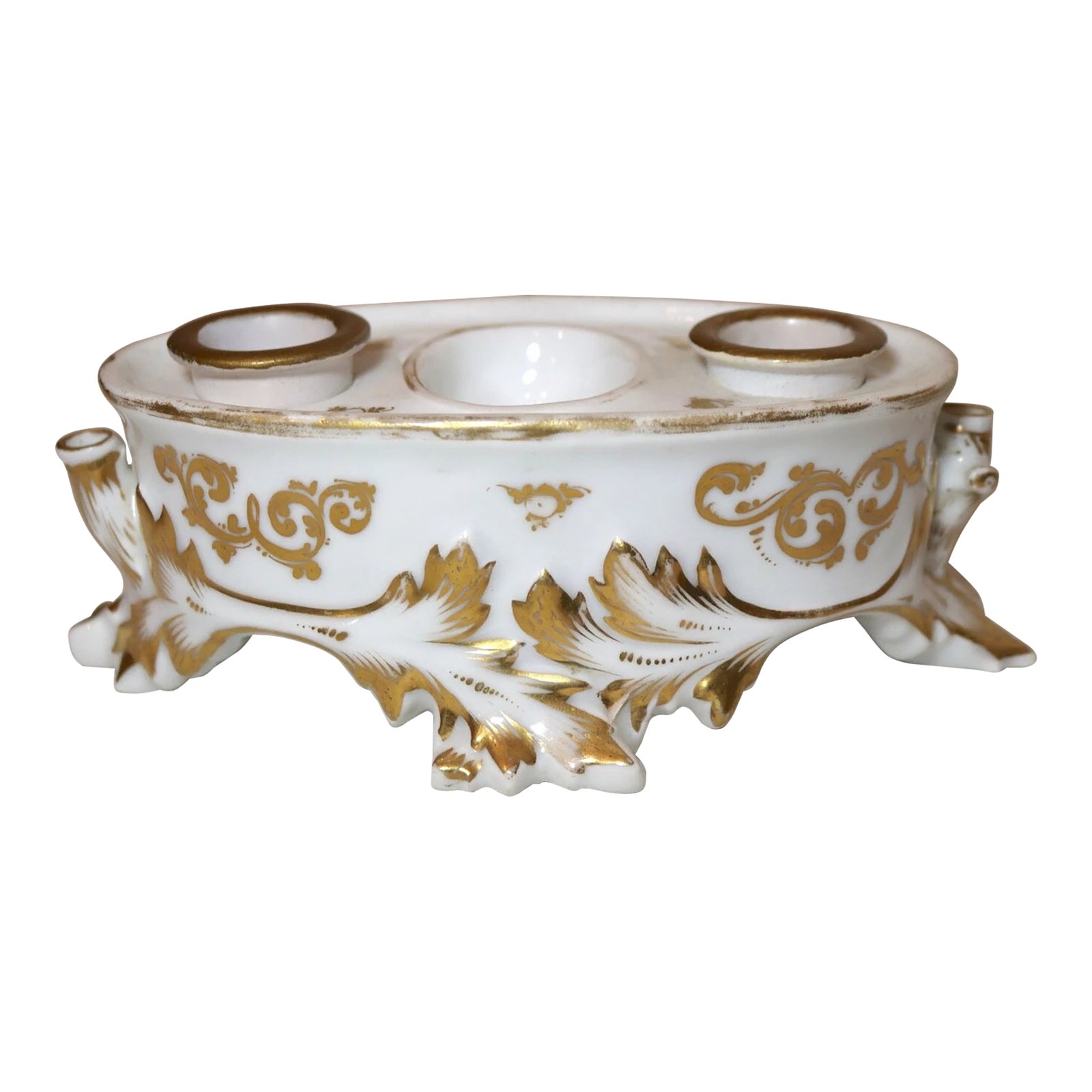 Antique 19th Century Hand Painted Gold Gilded Porcelain Writing Stand ...