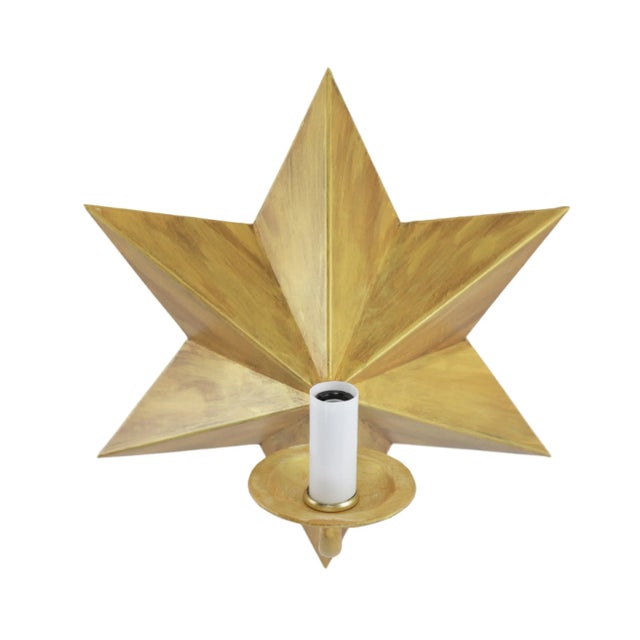 Pair of Vintage Gilded Star Wall Lamps | Chairish