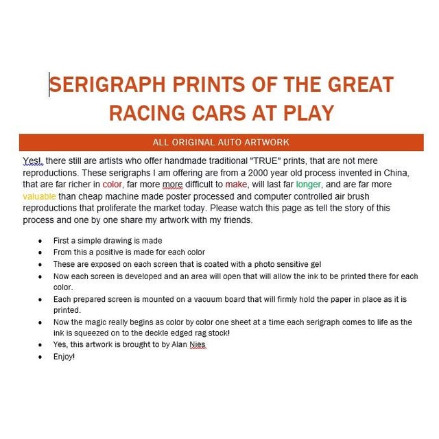 1990s "Mega Star Duo-Mark & Porsche" Original Print by Alan Nies | Chairish