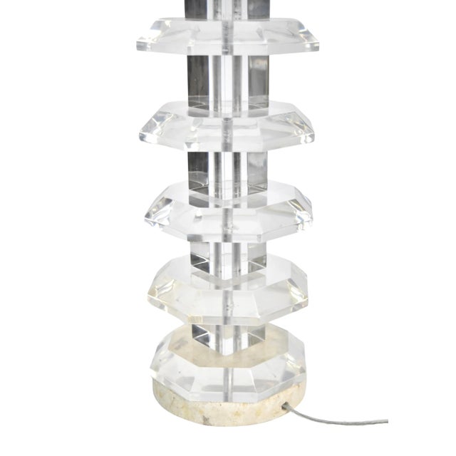 Pair of Mid 20th Century Modern Octagonal Base Acrylic Lucite Table ...