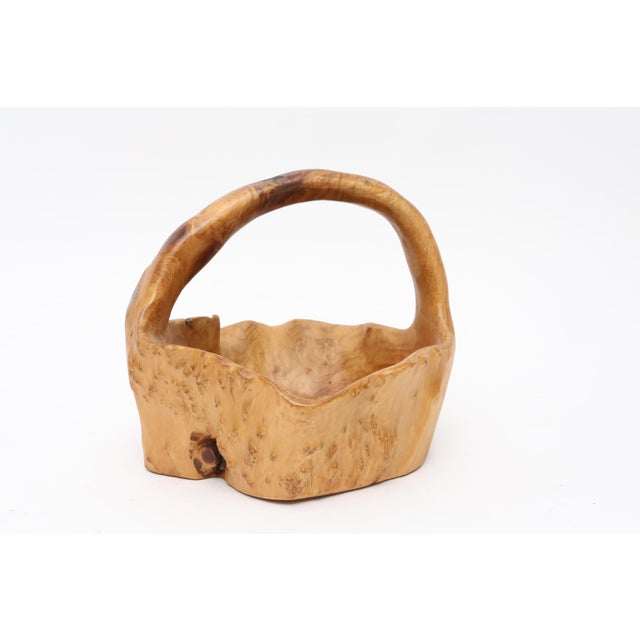 Organic Modern Tree Wood Bowl With Handle | Chairish