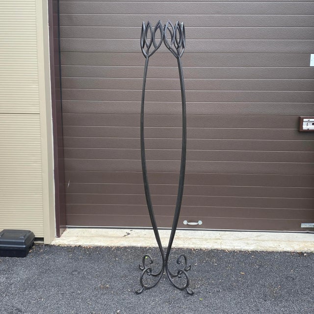 Mid-Century Modern Sculptural Wrought Iron Tall Plant Stand | Chairish