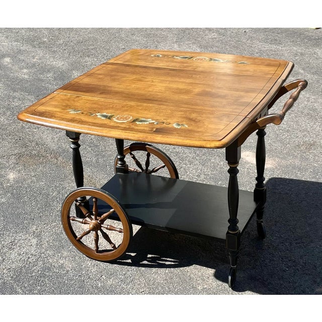 Mid 20th Century Hitchcock Style Drop Leaf Tea Wagon | Chairish