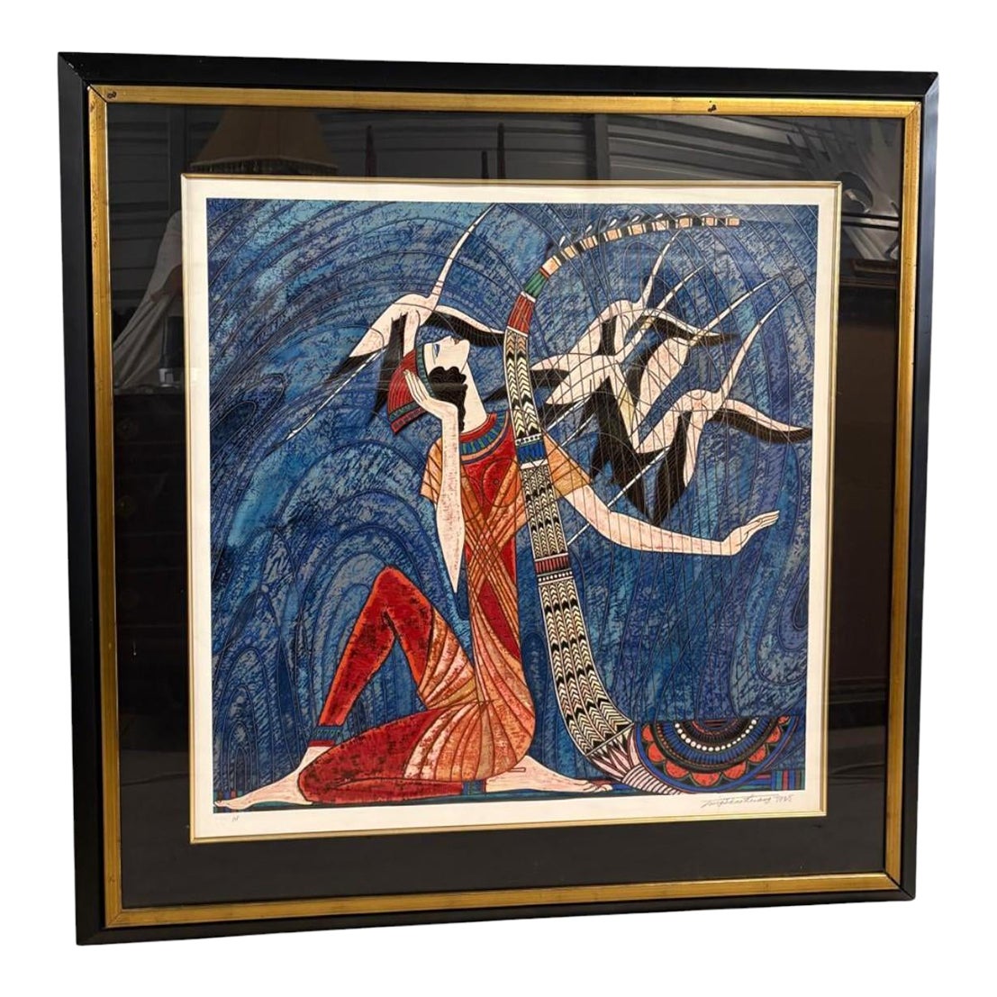 Vibrant Mid-Century Modern Figurative Lithograph, Artist’s Proof by ...
