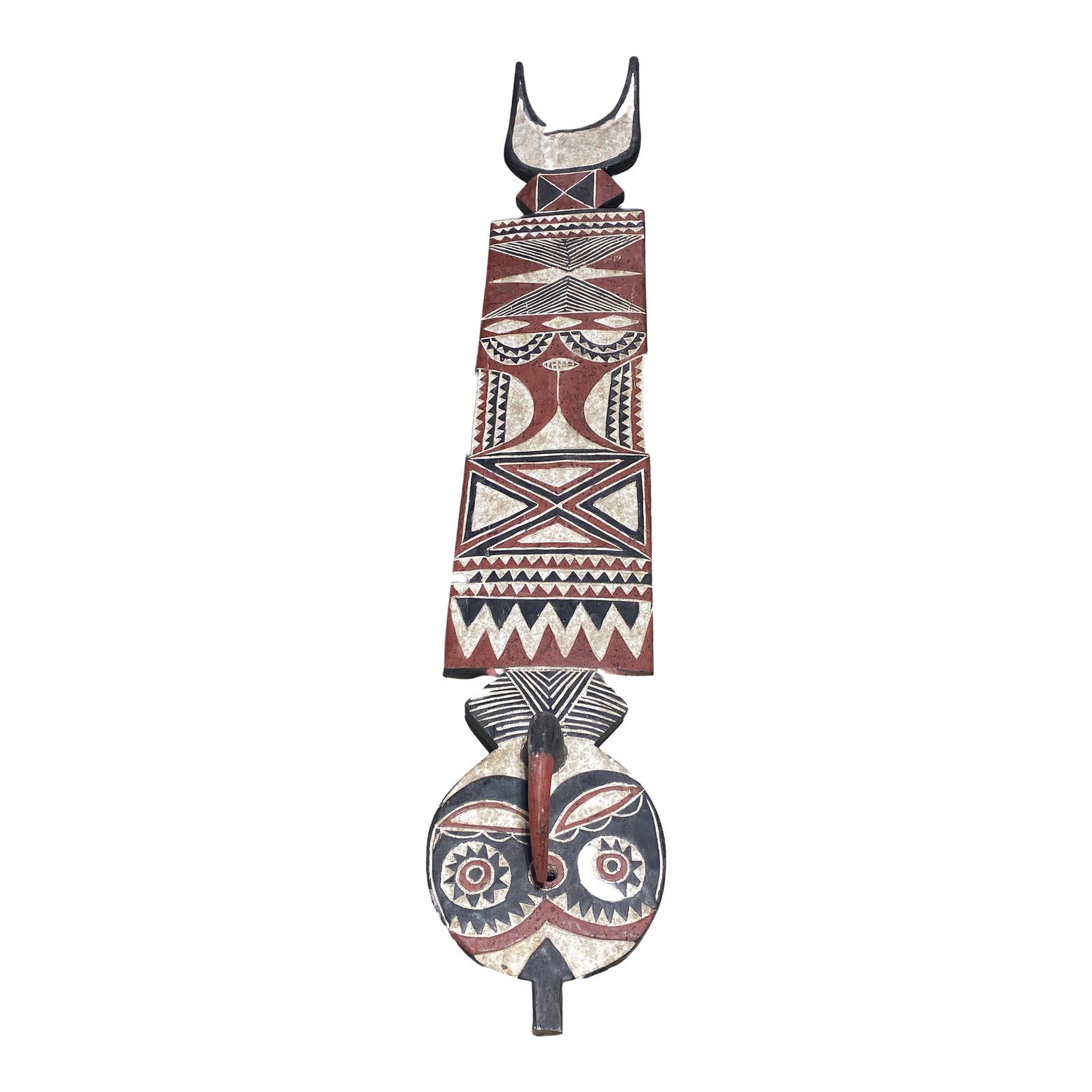Vintage Large African Bobo Bwa Plank Mask Burkina Faso 80" H | Chairish