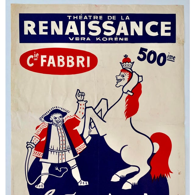 1960 French Theatre De La Renaissance Musical Poster | Chairish