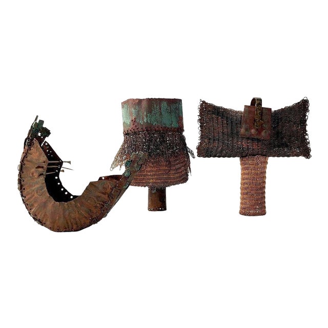 Kieta Jackson Woven Copper Metal Textile Sculptural Forms - Set of 3 ...