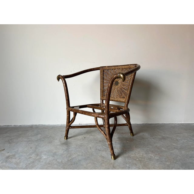 Vintage Organic Faux - Tortoise Shell Finish Rattan and Brass Accent ...