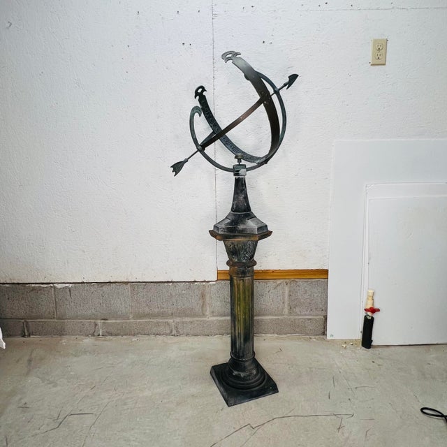 Garden Armillary Mounted on Cast Iron Stand | Chairish