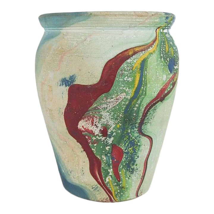 Small Vintage Meyer Pottery the Alamo Texas Blue Swirl Pottery Vase ...