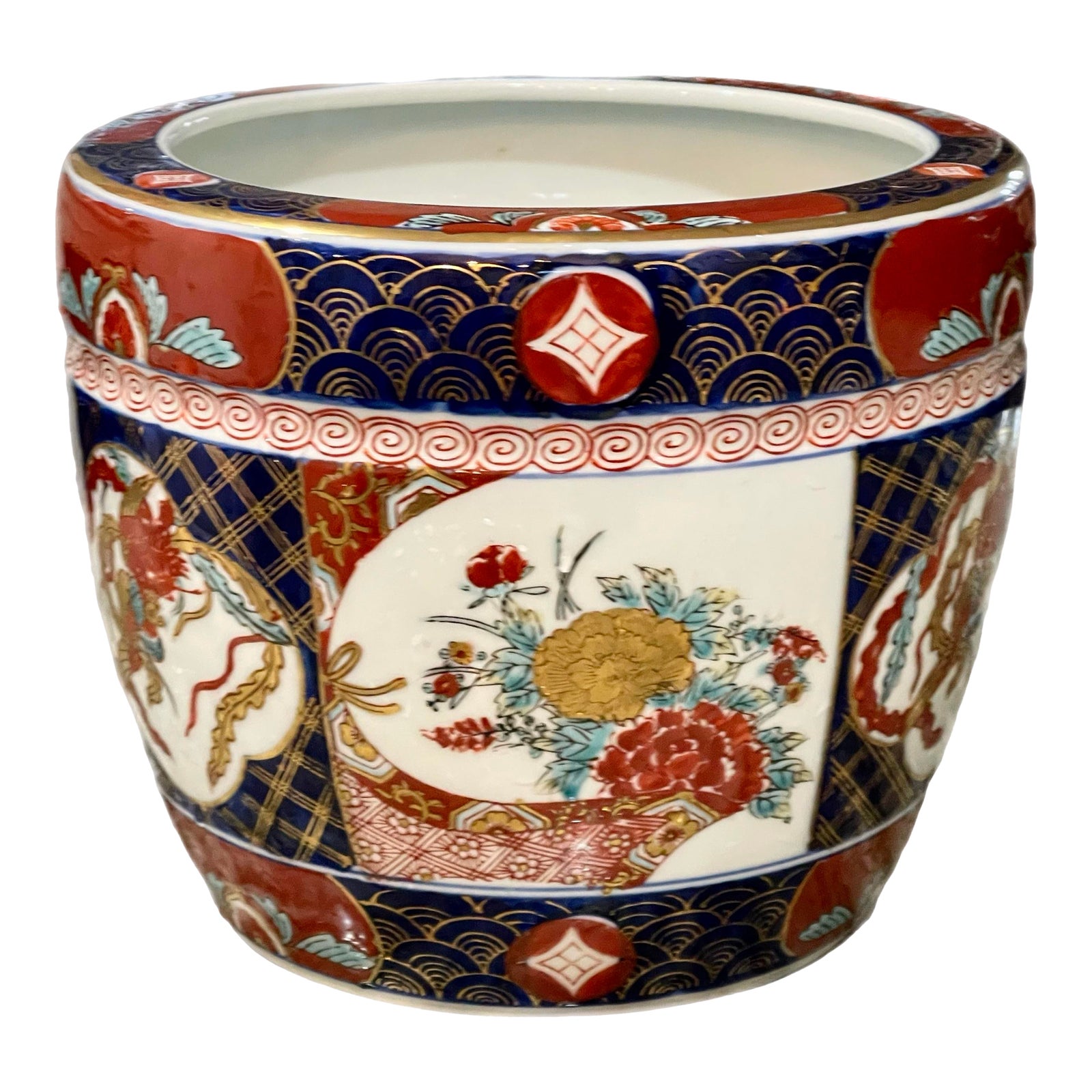 Hand Painted Imari Gilt Planter | Chairish