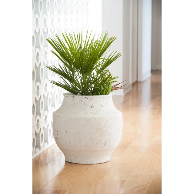 White Washed Finish Ceramic Plant Pot | Chairish