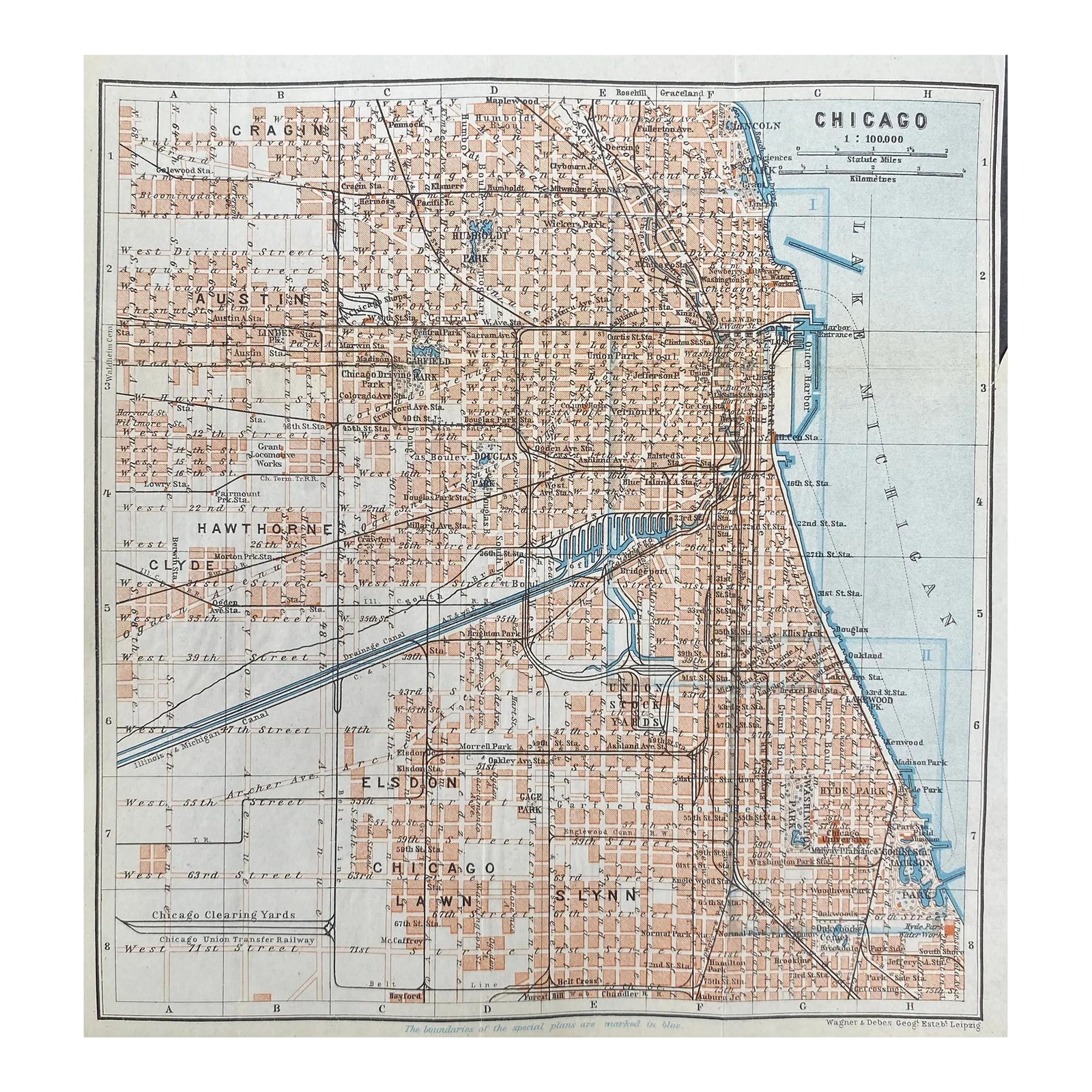 1909 Chicago Antique Map | Chairish