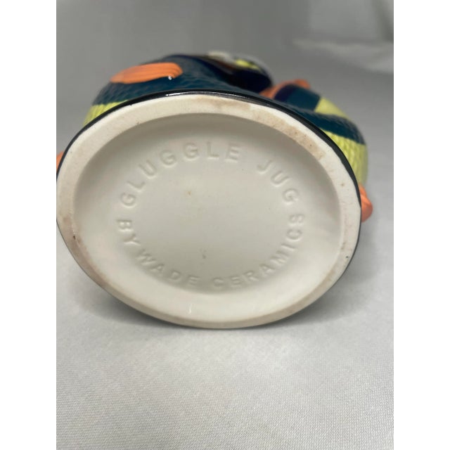 Late 20th Century Gluggle Fish Ceramic Pitcher in Teal, Orange and ...