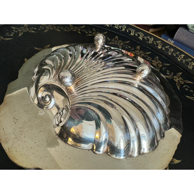 Vintage Silver Plate Scallop Shell Serving Bowl | Chairish