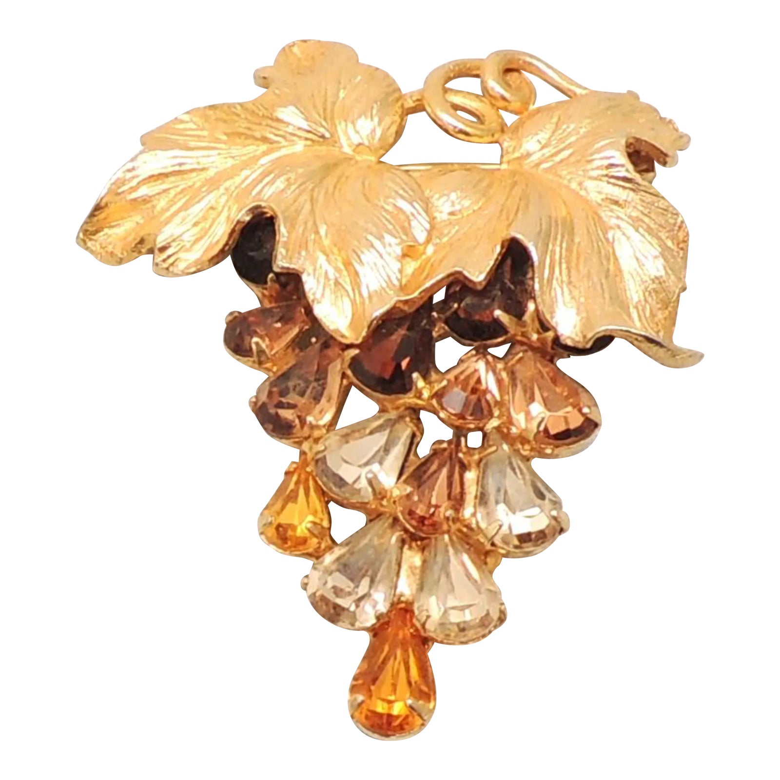 Vintage Signed Napier Faux-Topaz & Faux-Citrine Grape Cluster Brooch ...