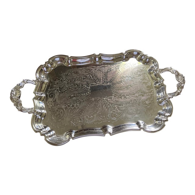 Vintage Mid 20th Century Silver Plate Buttler Scallop Tray | Chairish
