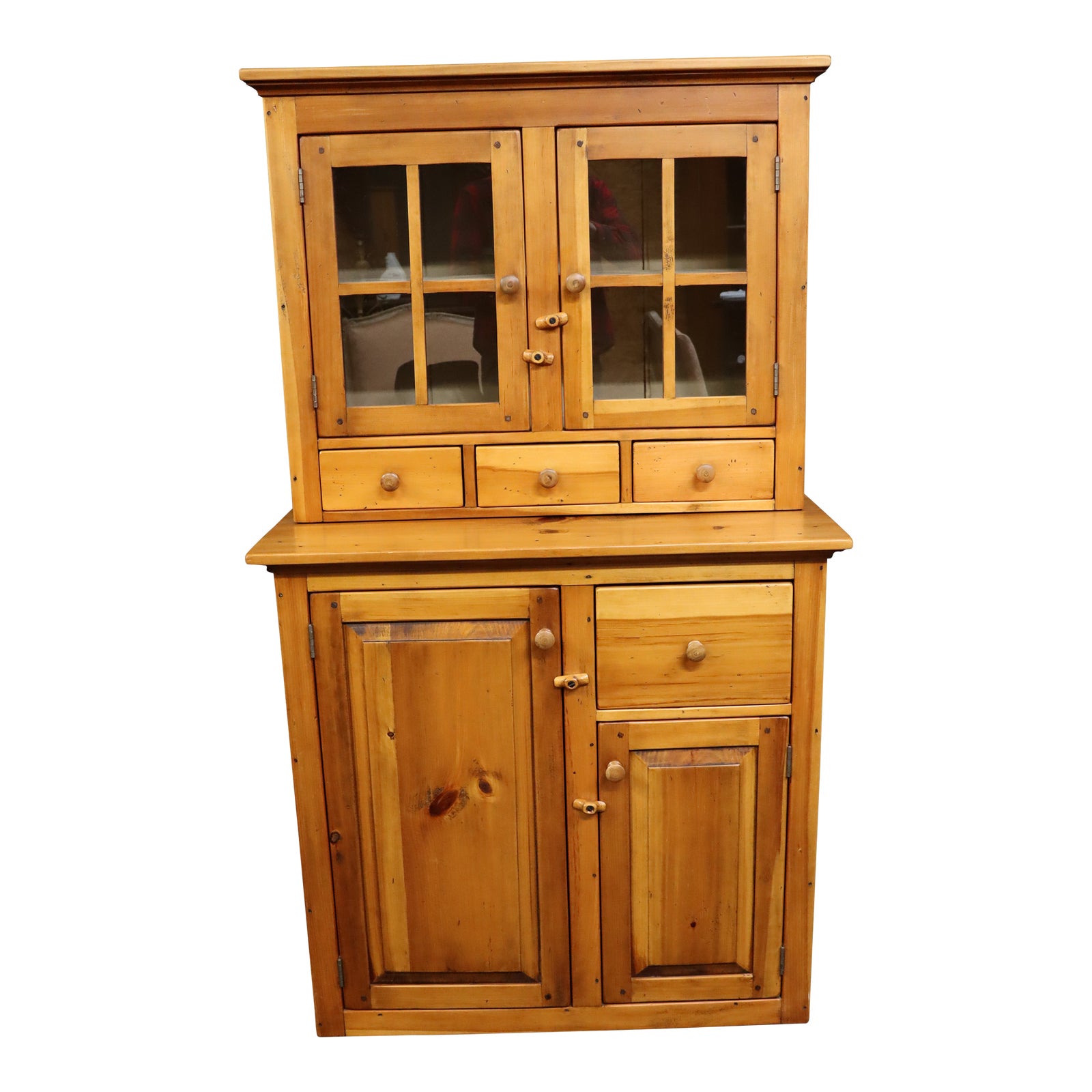 Bench-Made Pine Stepback Hutch | Chairish