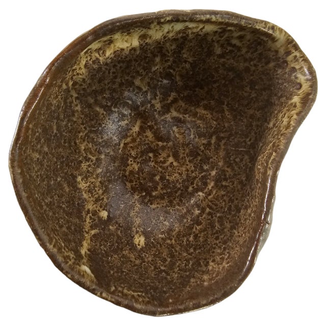 Studio Art Pottery Clay Mottled Brown Bowl " Signed "Rubio" | Chairish
