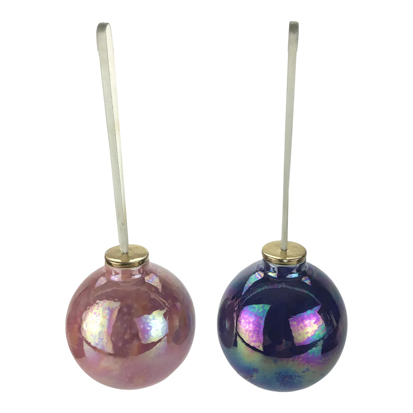 Vintage Blown Glass Artisan Decorative Hanging Orbs - a Pair | Chairish