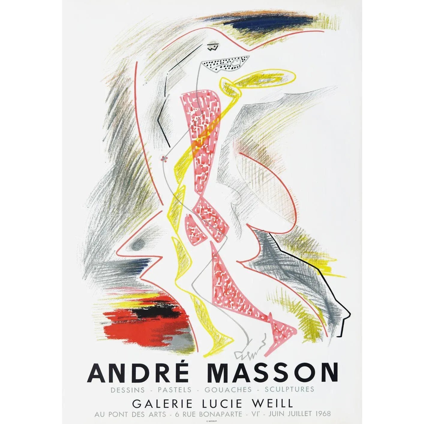 1968 André Masson Lucie Weill Gallery Lithograph Poster | Chairish