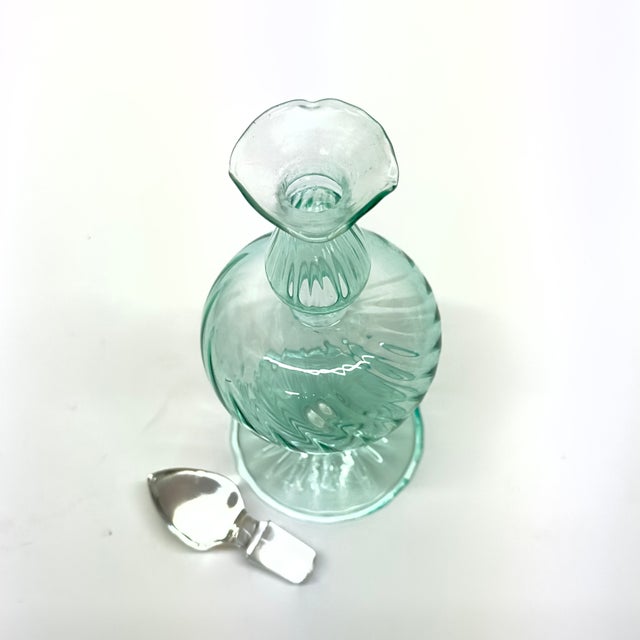 Vintage Aqua Glass Perfume Bottles - Group of 3 | Chairish
