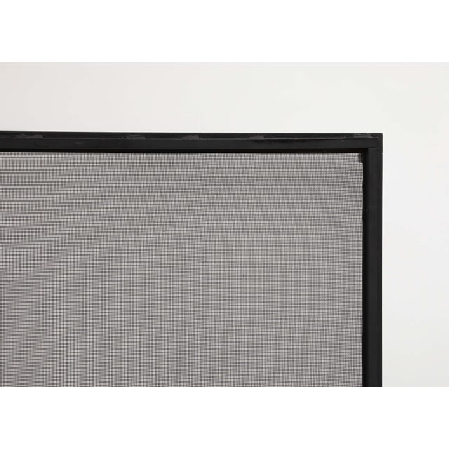 Contemporary Black Metal Mesh Firescreen | Chairish