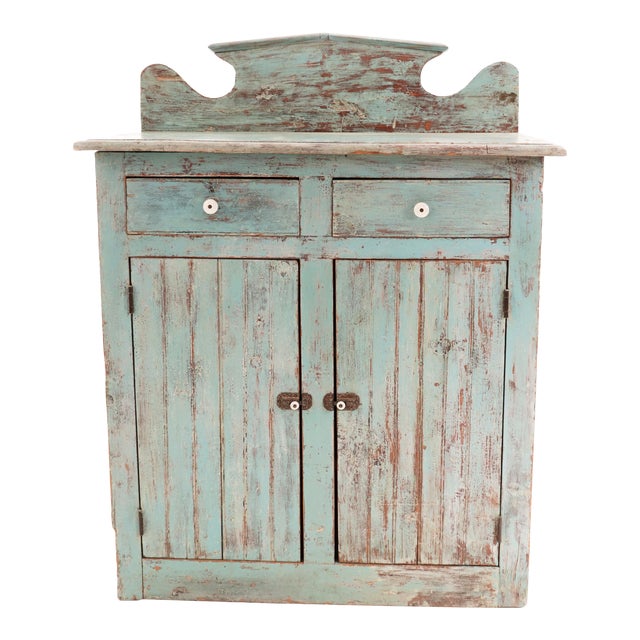 Country Rustic Blue Ontario Cabinet | Chairish