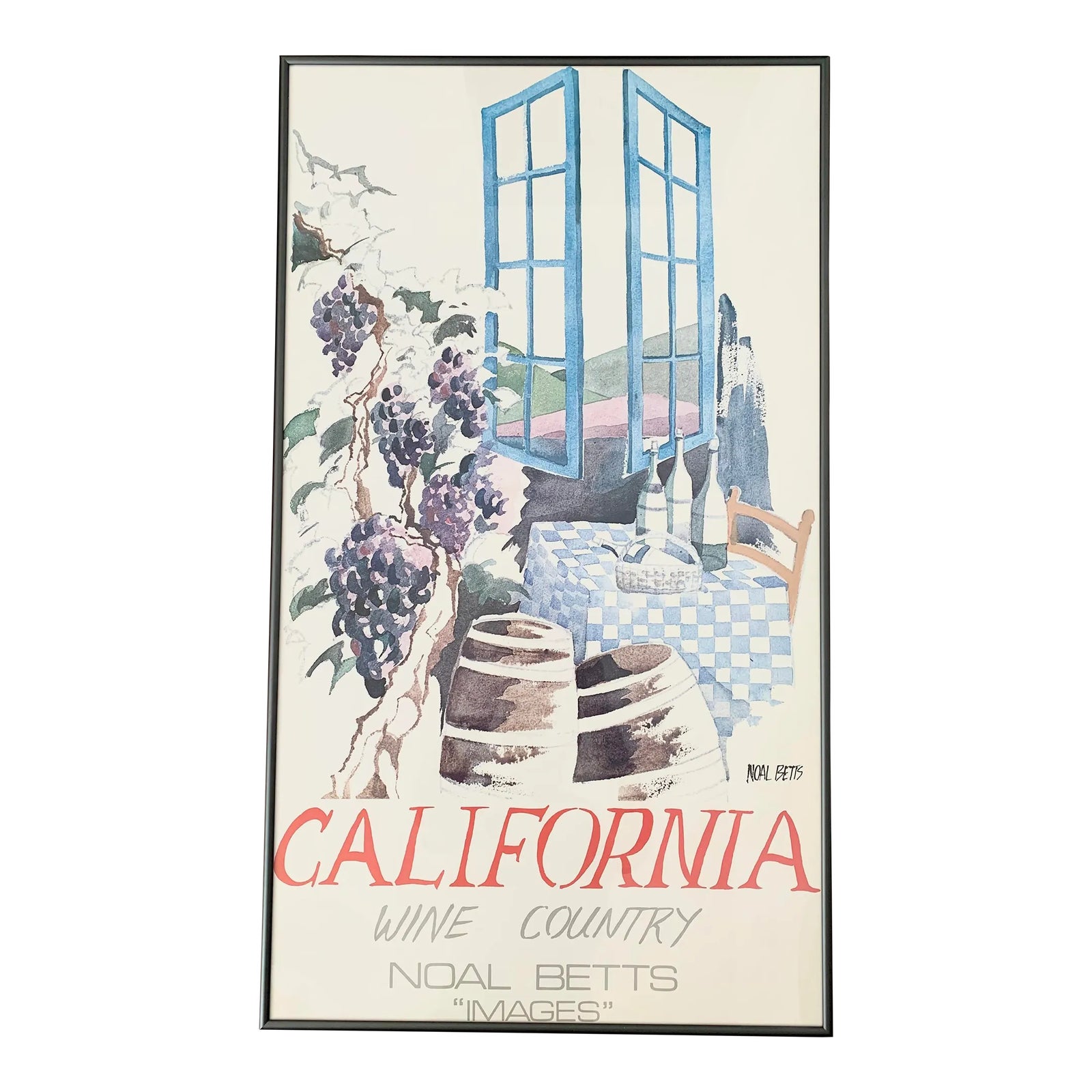 1980s Noal Betts California Wine Country Lithograph Poster, Framed ...