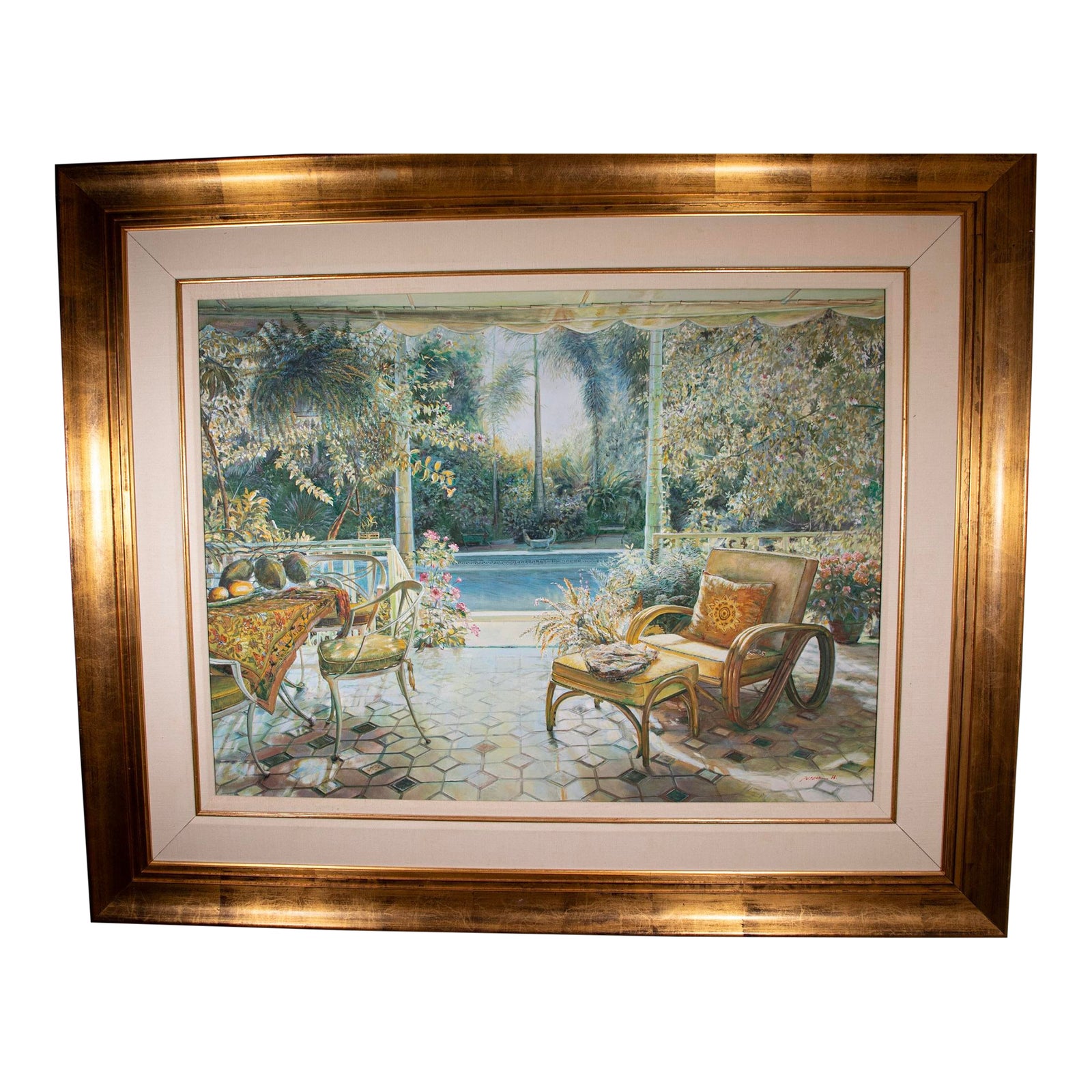 Peter Ho – (B1953) – Palm Beach Patio Garden - 45" H X 55" H - Oil on ...