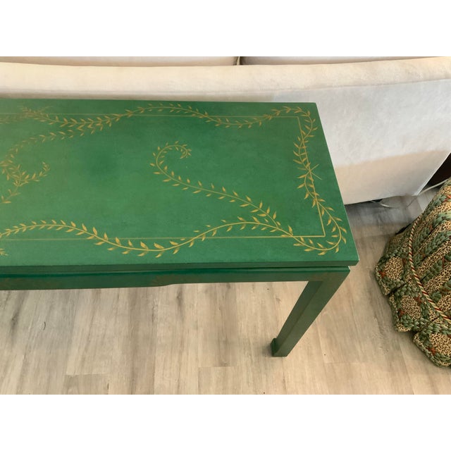 1970s Vintage Green Console Table W/Gold Accents | Chairish