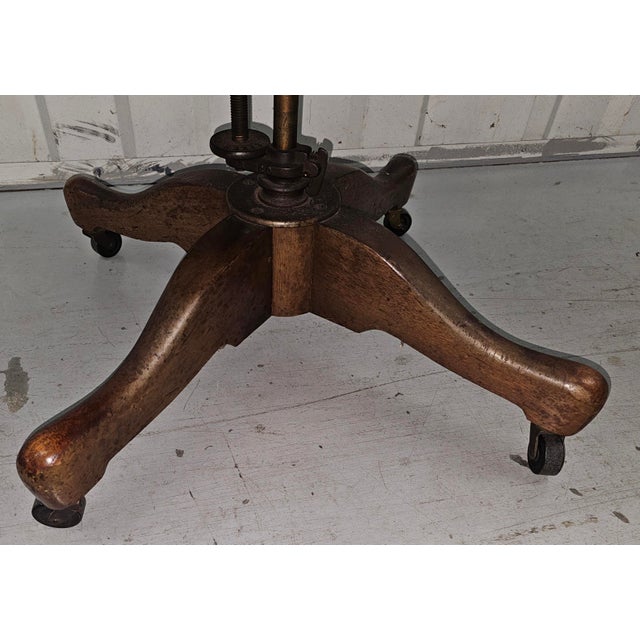 1900s Sikes Furniture Walnut & Leather Upholstered Desk Chair | Chairish