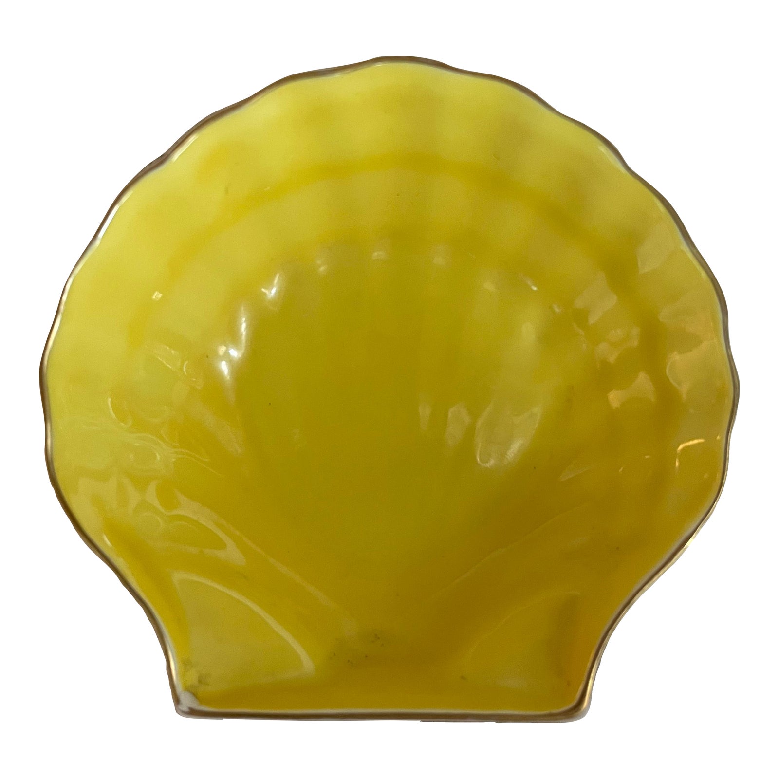 Vintage Mottahedeh Yellow Shell Trinket Dish | Chairish
