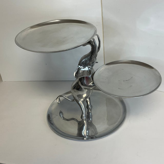 Vintage Hollywood Regency Elephant Tri-Level Serving Platter Sculpture ...