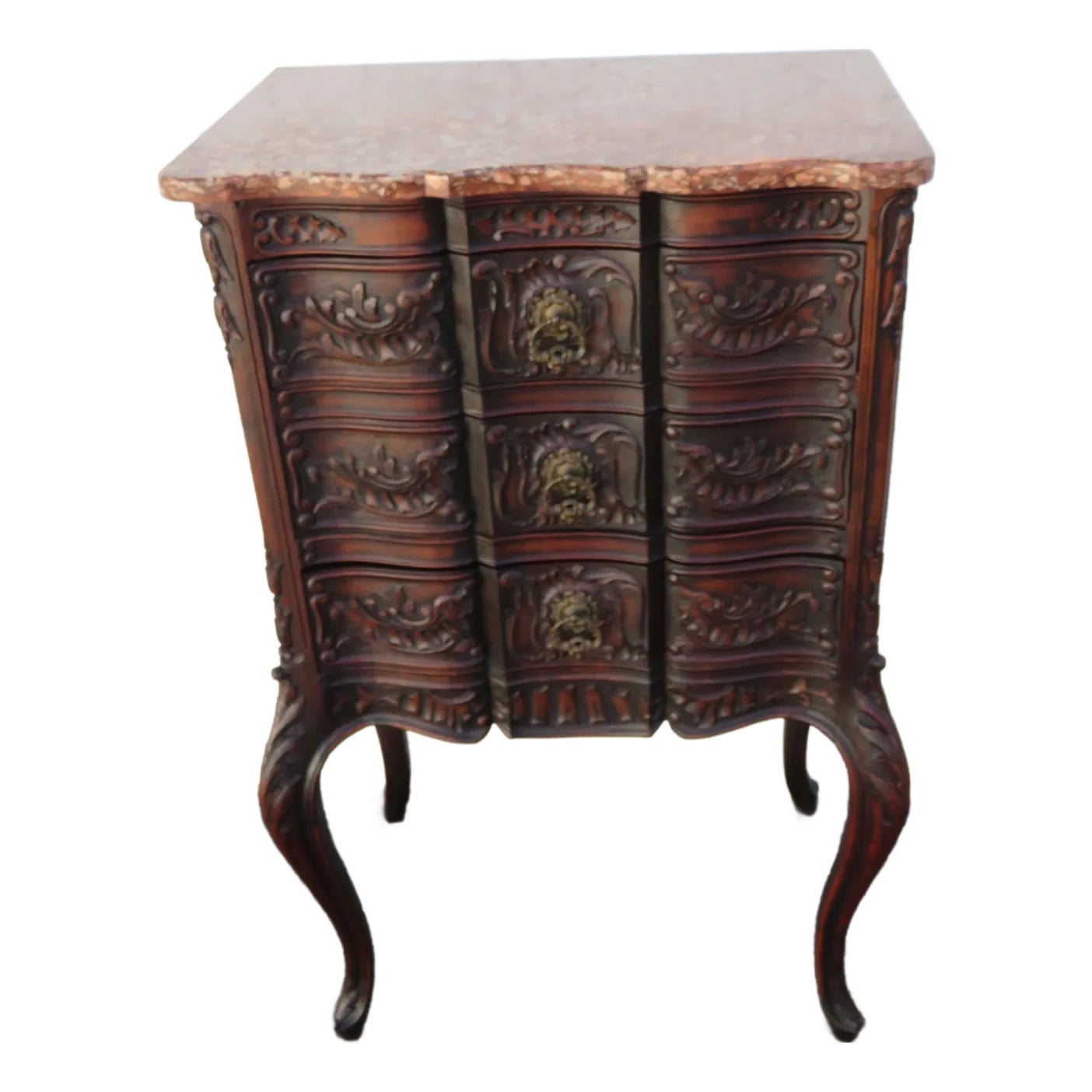 French M Singer Heavy Carved Marble Top Silver Chest 5843 | Chairish