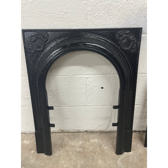 Late 19th Century Cast Iron Antique Fireplace + Insert With Beaded Arch ...
