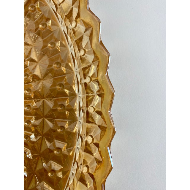 Vintage Orange Glass Platter With Intricate Design | Chairish