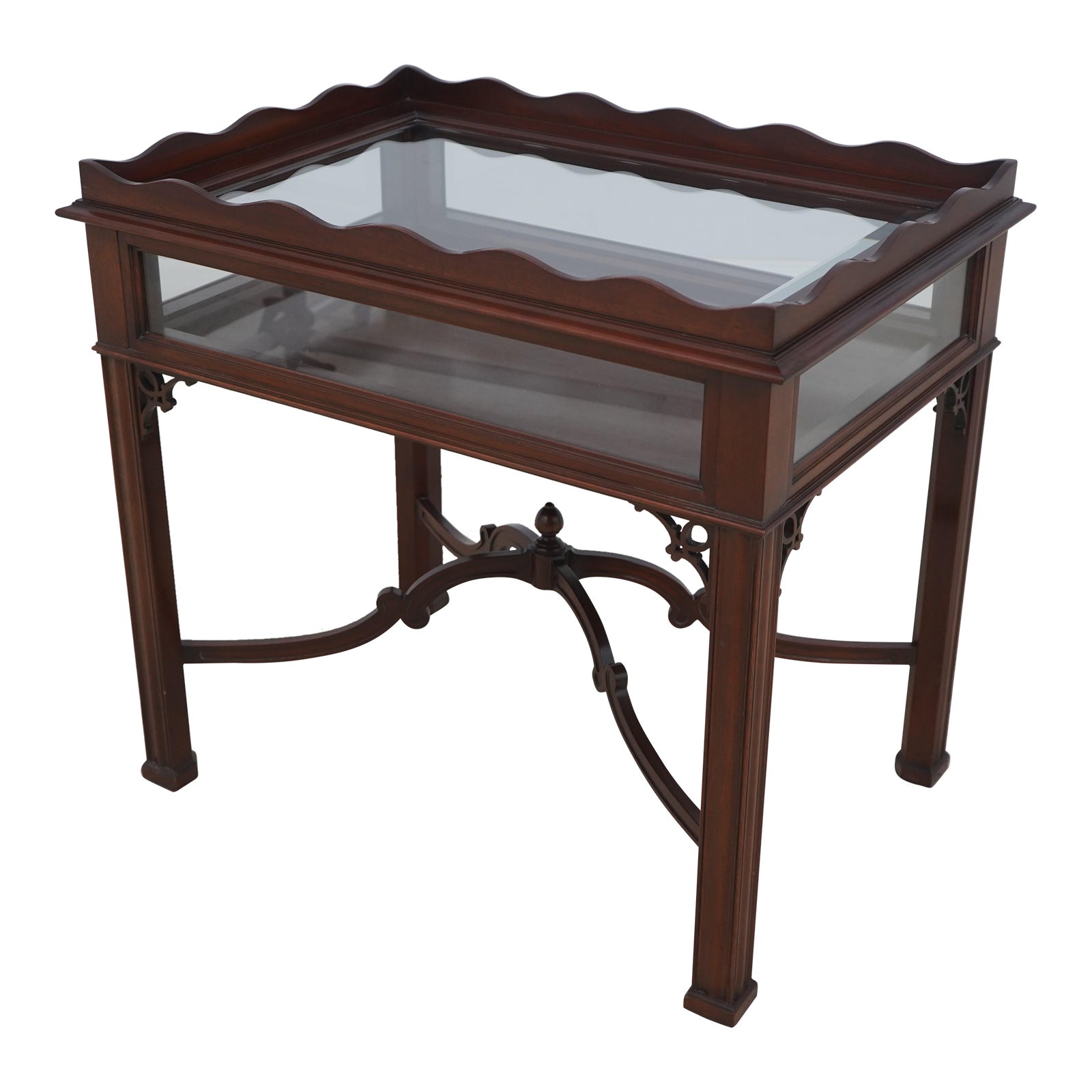 Chippendale Style Beveled Glass Top Vitrine Display Table | Chairish