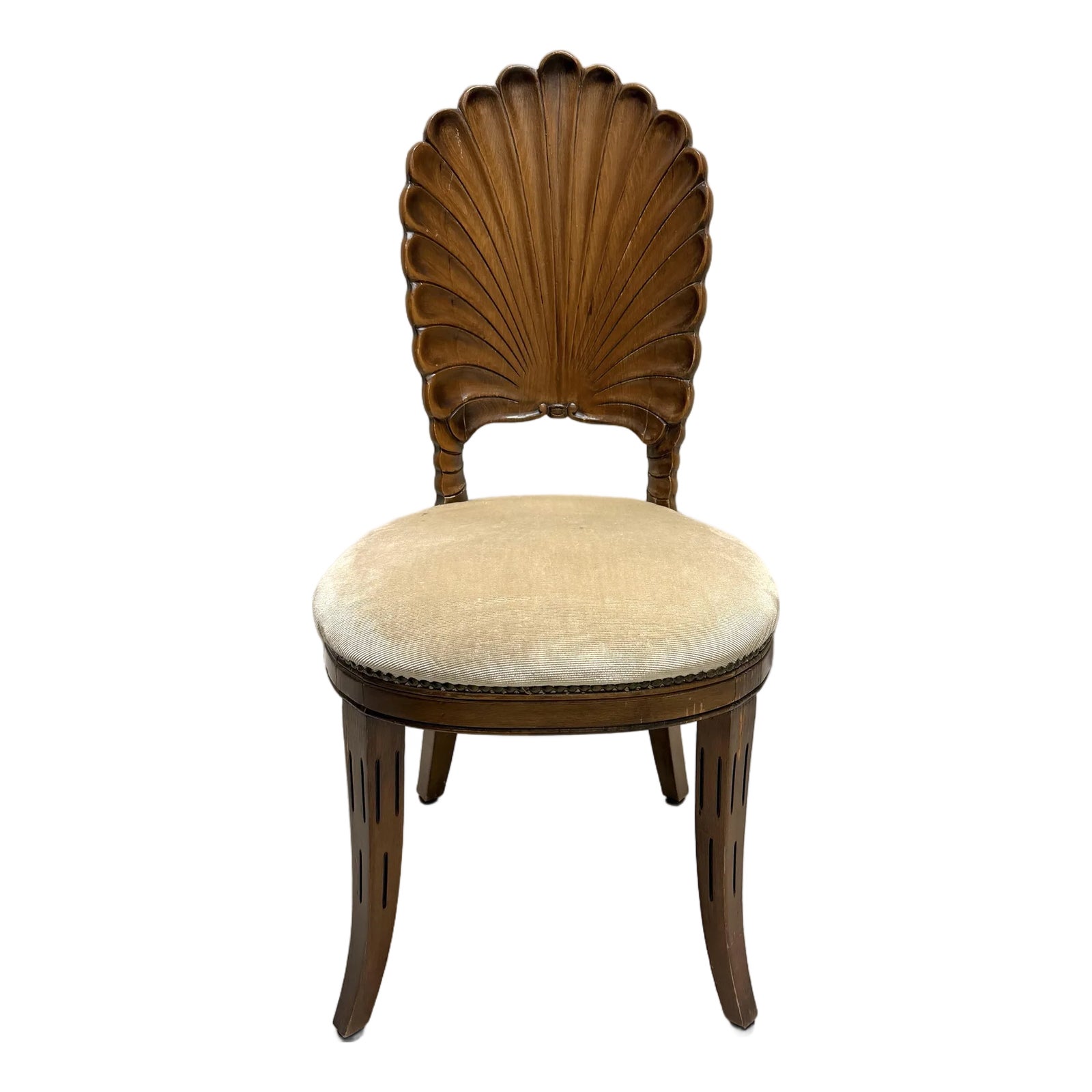 Vintage 1950s Venetian Carved Shell Grotto Chair | Chairish