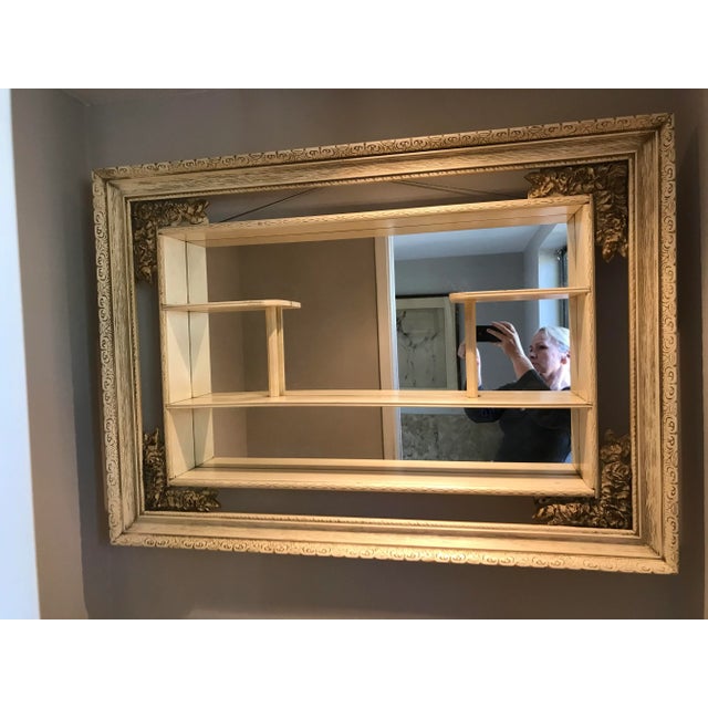 Mid-Century Modern Shadow Box Mirror With Carved Roses | Chairish