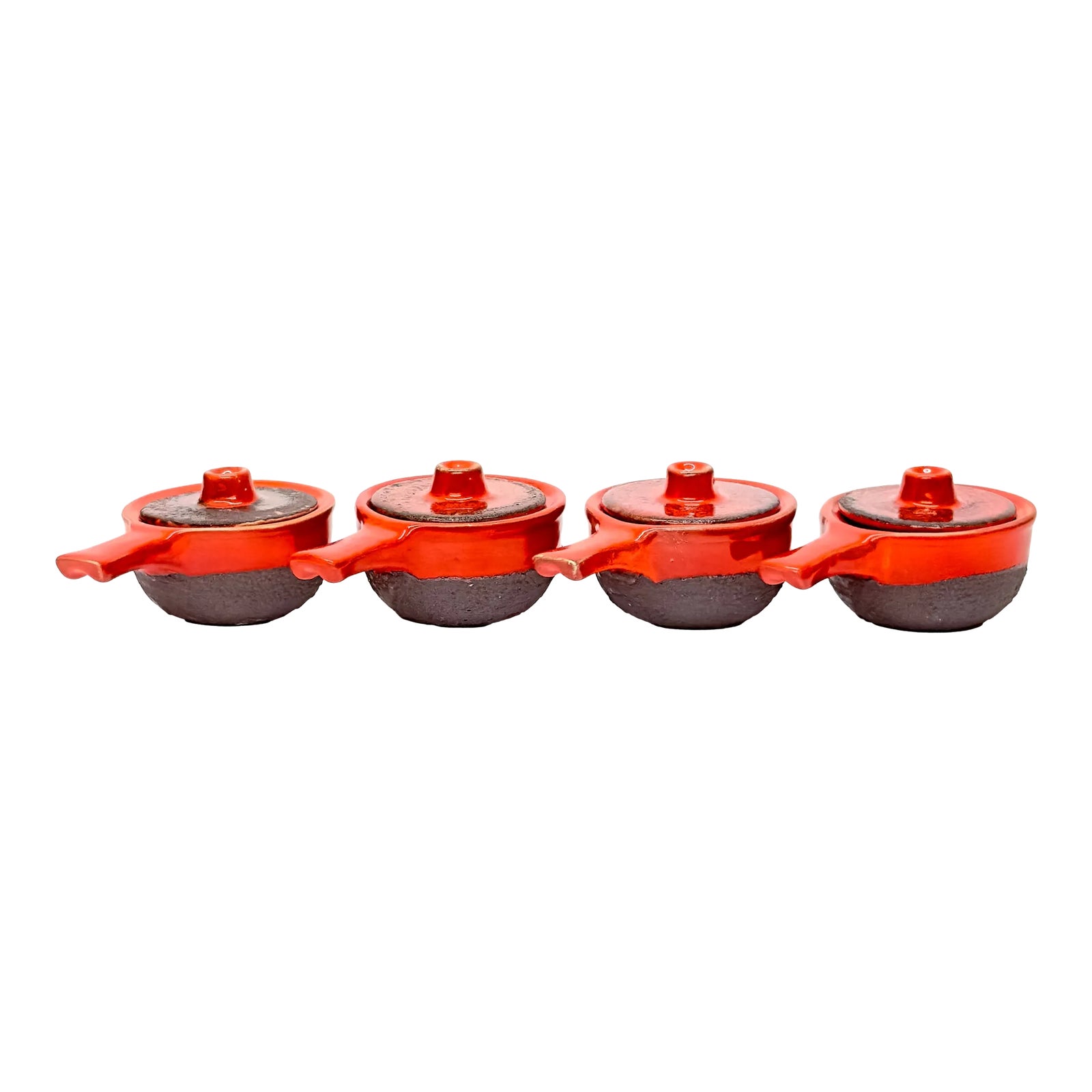 Mid-Century West German Red Lava Crock Pots - Set of 4 | Chairish