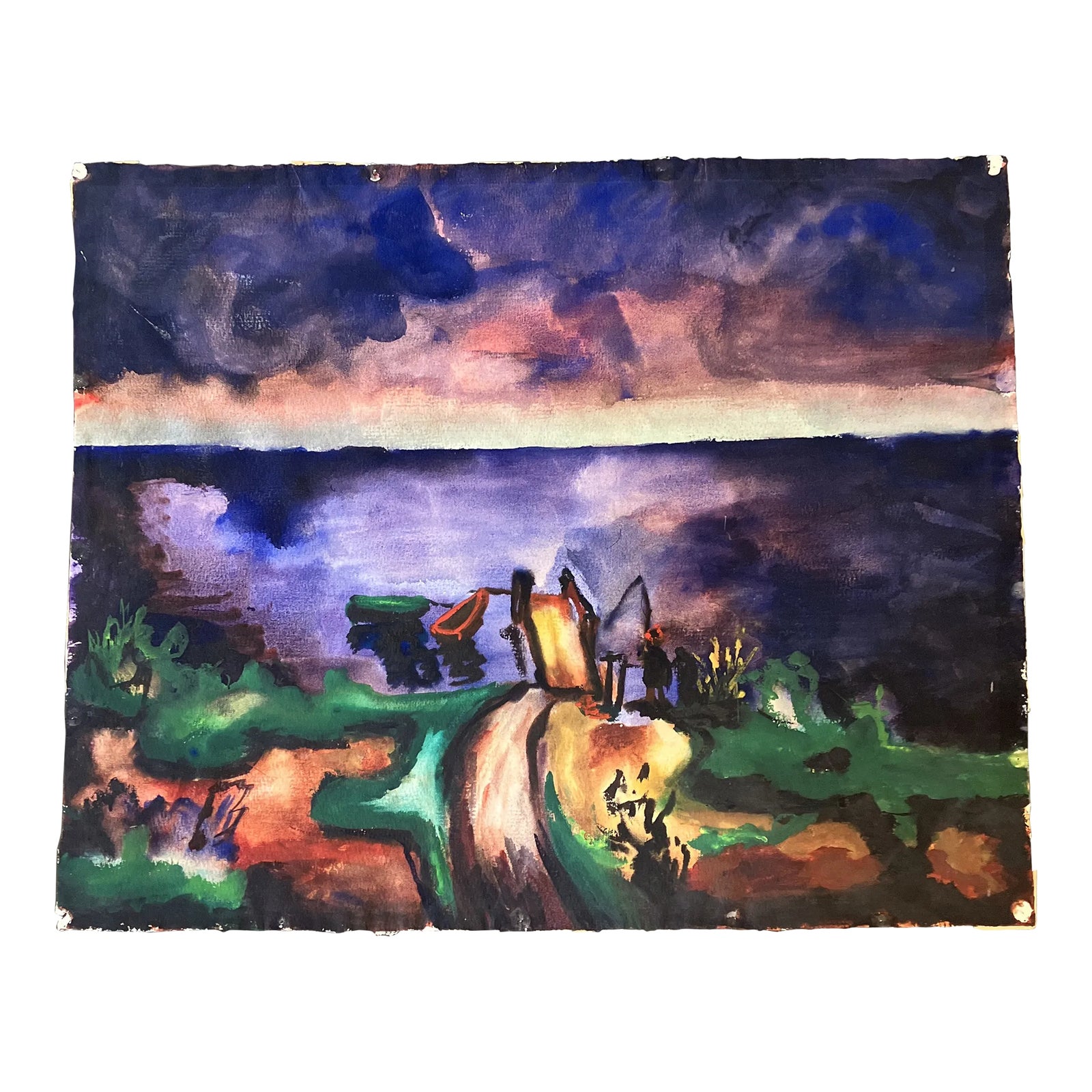 1970’s Vintage Abstract Expressionist Modernist Watercolor Painting ...