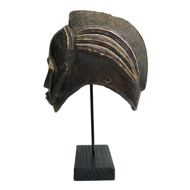 1980s Baule Tribe Helmet Mblo Kapan Mask on Custom Stand | Chairish